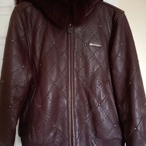 AL Wissam | Jackets & Coats | Al Wissam Burgundy Mink Leather Coat Sz ...